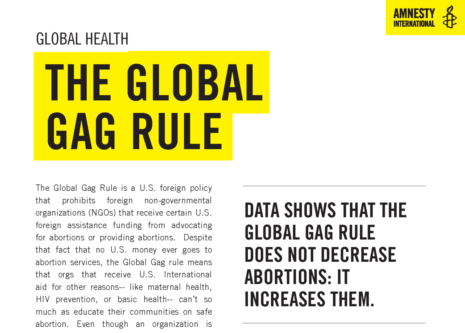 THE GLOBAL GAG RULE | Amnesty International USA